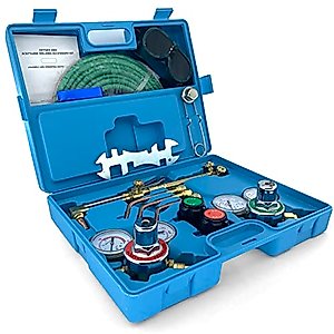 AWLOLWA Oxygen Acetylene Torch kit Medium Duty Cutting Torch and Welding Kit Grey