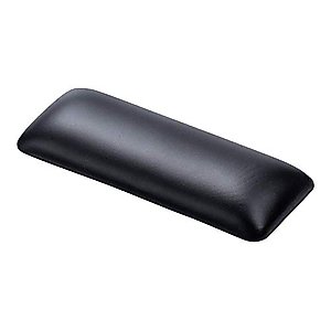 SANWA Gel Mouse Wrist Rest, PU Leather Ergonomic Wrist Support for Mouse, Pain Relief Wrist Cushion, Non-Slip Wrist Pillow for Computer, Laptop, Office, Gaming, Black, 6.7x2.7x0.75 inch