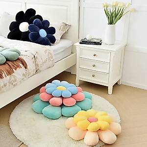 Sioloc flower pillow,flower Shaped Throw Pillow Butt Cushion flower Floor Pillow,Seating Cushion,Cute Room decor & Plush Pillow for bedroom sofa chair(Green,15.7'')