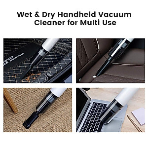 HQXHB Handheld Vacuum Cleaner, 120W 6000Pa Portable Home & Car Vacuum Cordless, Pet Hair Eraser Lithium Ion Cordless Hand Vacuum with Rechargeable Battery (White), A8