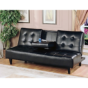 Milton Greens Stars 7502 Verano Futon Sofa Bed with Cup Holder, Black