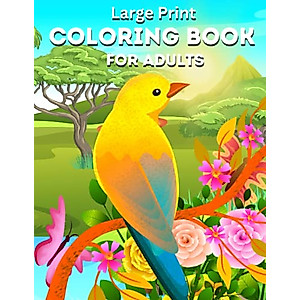 Large Print Adult Coloring Book: Over 50 Simple, Easy, Big and Bold Designs for Seniors, Women, Men and Beginners featuring Animals, Nature, Flowers, ... Easy to Follow Coloring Book for Adults