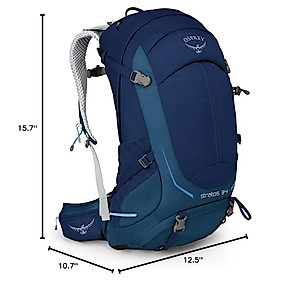 Osprey Stratos 34 Men's Hiking Backpack, Eclipse Blue, Medium/Large