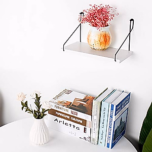 Floating Shelves Decorative Shelves Wooden Wall Mounted Shelf for Bedroom Living Room Kitchen and Office (White,11.8 in)