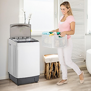 17.8Lbs Portable Washing Machine, 2.3CU.FT. Automatic Portable Washer with Drain Pump, Small Washer and Dryer Combo with 8 Water Levels/10 Programs for Apartments, College Dorms, RVS, White