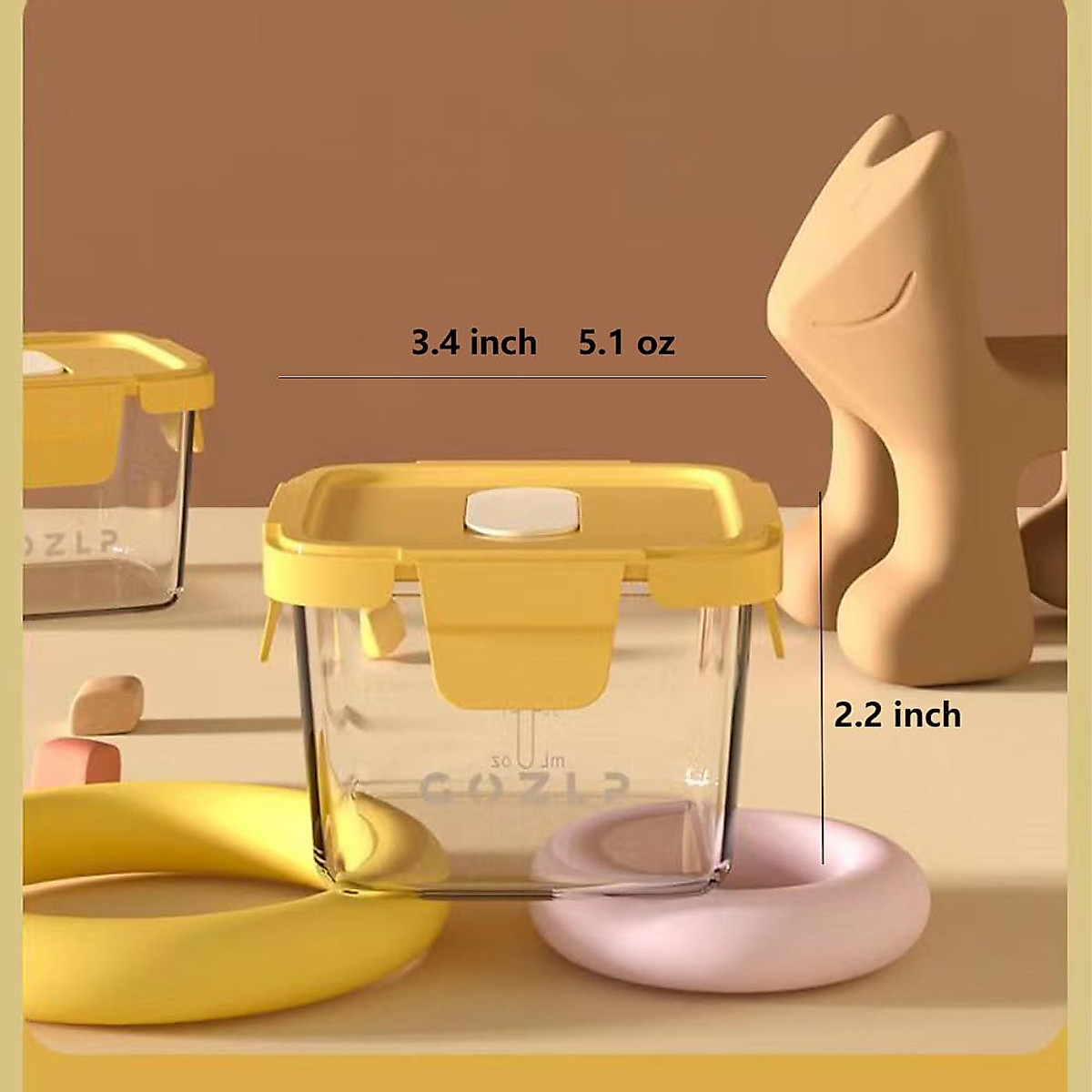 S.ROKE TTAN 6 Pack Glass Food Containers with Lids, 5 oz Food Jars Small Food Storage Containers for Snacks, Dips, and Meal Prep, Airtight, Leakproof Microwave & Dishwasher Safe