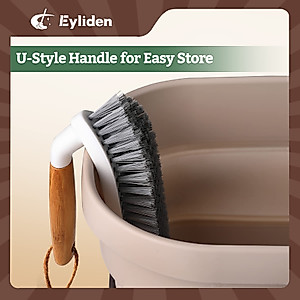 Eyliden Scrub Brush, 2 Pack Heavy-Duty Stiff Bristles Cleaning Brush, Natural Bamboo Handle, Multi Purpose Scrub Brushes for Bathroom Floor Tub Shower Kitchen Sink Carpet & Other Surface, Grey+White
