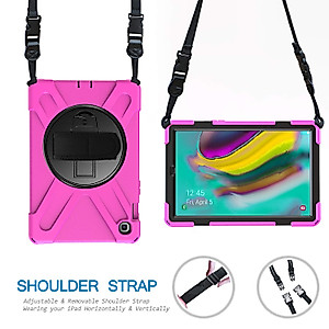 JZ 360 Degrees Kickstand Case Compatible with Samsung Galaxy Tab A 10.1 2016 with S Pen SM-P580 Stand Case Cover with Wrist Strap and Shoulder Strap - Purple