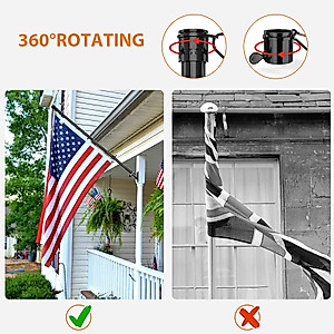 YeYeBest Flag Pole, 6 FT-2PACK Flag Pole Kit for House, 2 No-Tangle Rings Clips, Flag Holder Bracket, Stainless Steel, Black