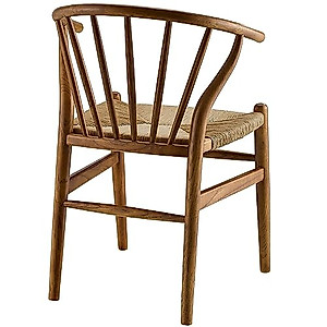 Modway Flourish Mid-Century Modern Rustic Farmhouse Wood Dining Chair in Walnut