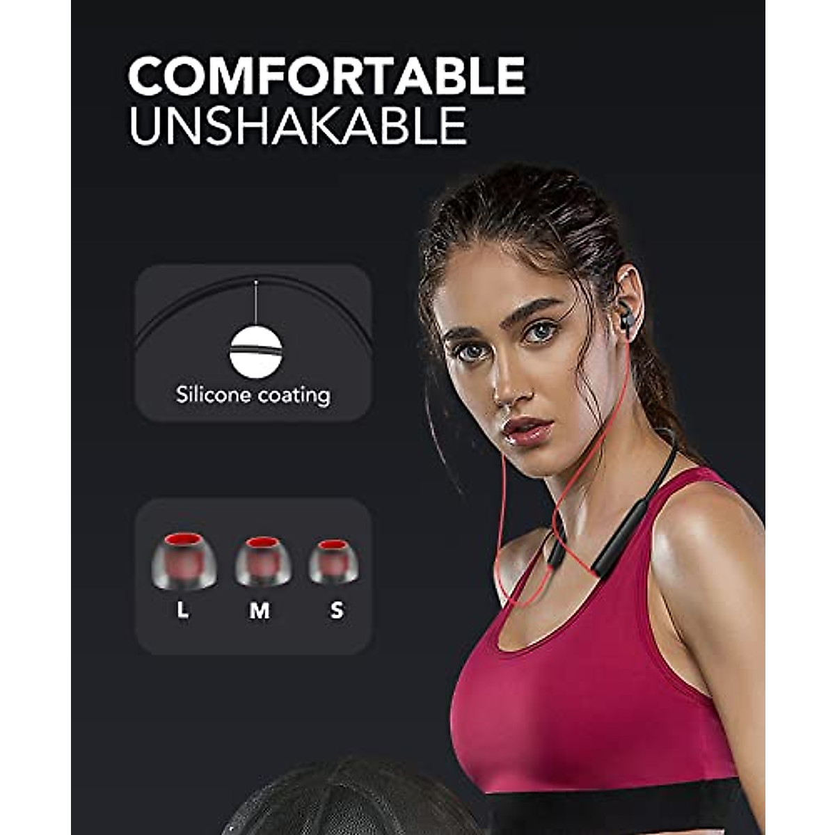 FAMOO Wireless Headphones, Neckband Bluetooth 5.3 Headphones with 24Hrs Playtime, Bluetooth Earbuds with Mic, USB-C, IPX7 Waterproof HD Stereo Ear Buds for Sports and Workout