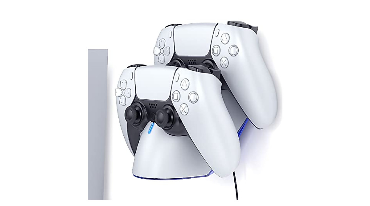 Fast PS5 Charging Station with LED & Wall Mount Support