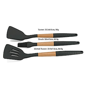 10PCS Kitchen Utensil Set for Non-stick Cookware Silicone Spatula Set with Holder Cooking Utensils for your Beautiful Kitchen (Grey)