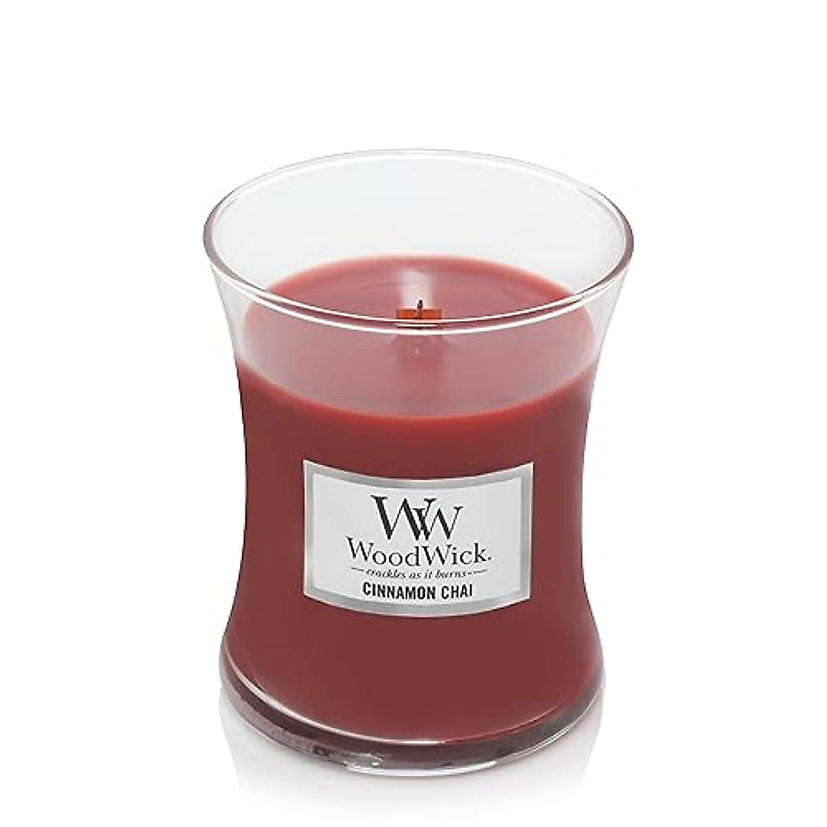 WoodWick Medium Hourglass Scented Candle | Cinnamon Chai | with Crackling Wick | Burn Time: Up to 60 Hours