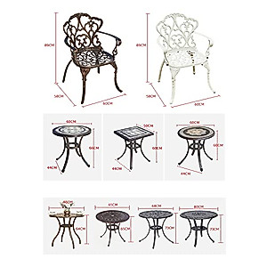 EESHHA Garden Bench 3 Pcs Cast Aluminum Set Garden Furniture Dining Table Chairs Antique Outdoor Seat Patio Seater