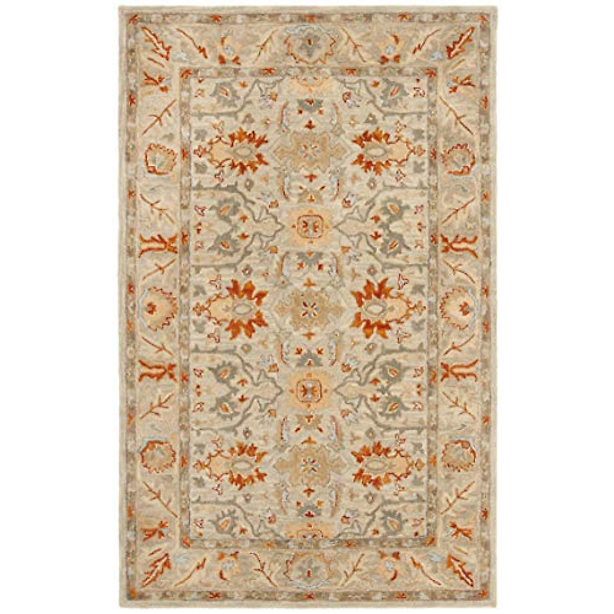 SAFAVIEH Antiquity Collection 4' x 6' Beige / Multi AT63A Handmade Traditional Oriental Premium Wool Area Rug