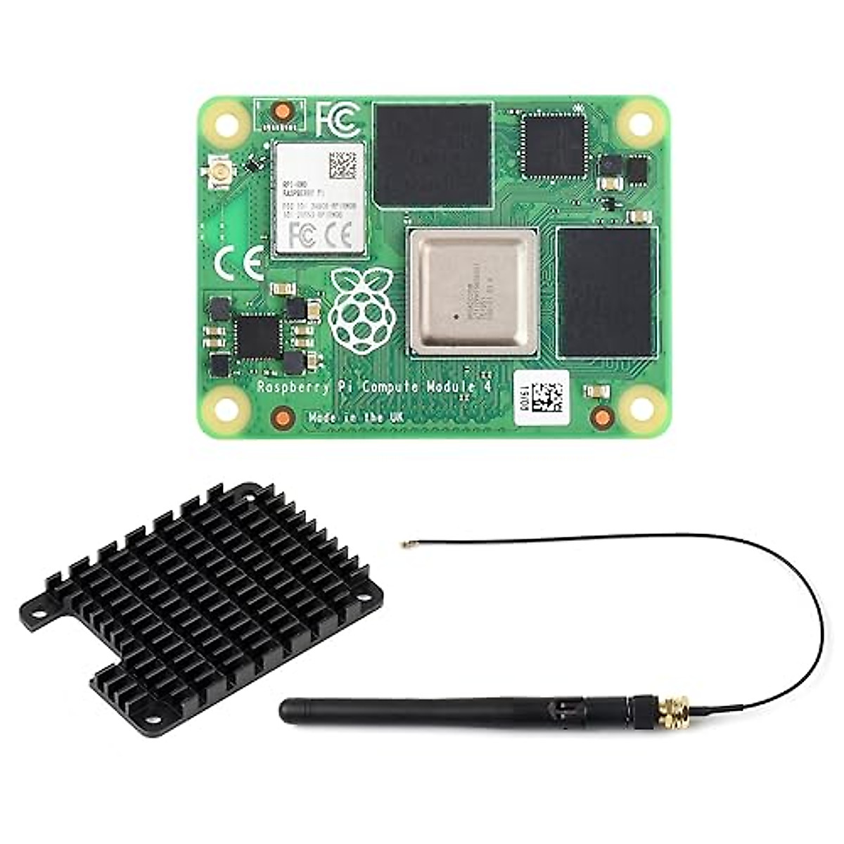 Waveshare Pi Compute Module 4 Comes with an Official Raspberry Pi CM4101032 (with Wireless, 1GB RAM, 32GB eMMC Flash), an Antenna Kit and a HEATSINK(3 Items)