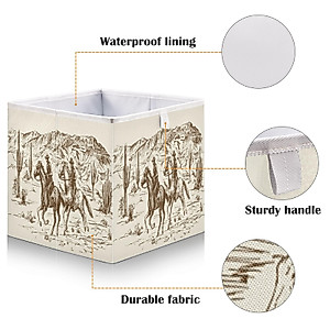 TOUTU Western Desert Cowboy Foldable Cube Storage Bin, Home Decor Organizer Storage Baskets Box for Clothes, Toys, Books, Shelves, Closet, Laundry, Nursery