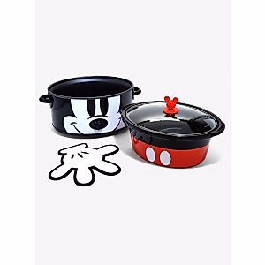 Disney Mickey Mouse Slow Cooker with Trivet by Select Brands - Disney Slow Cooker with Mickey Mouse Designs - Features Dishwasher-Safe Stoneware Crock Insert - 6 Quarts