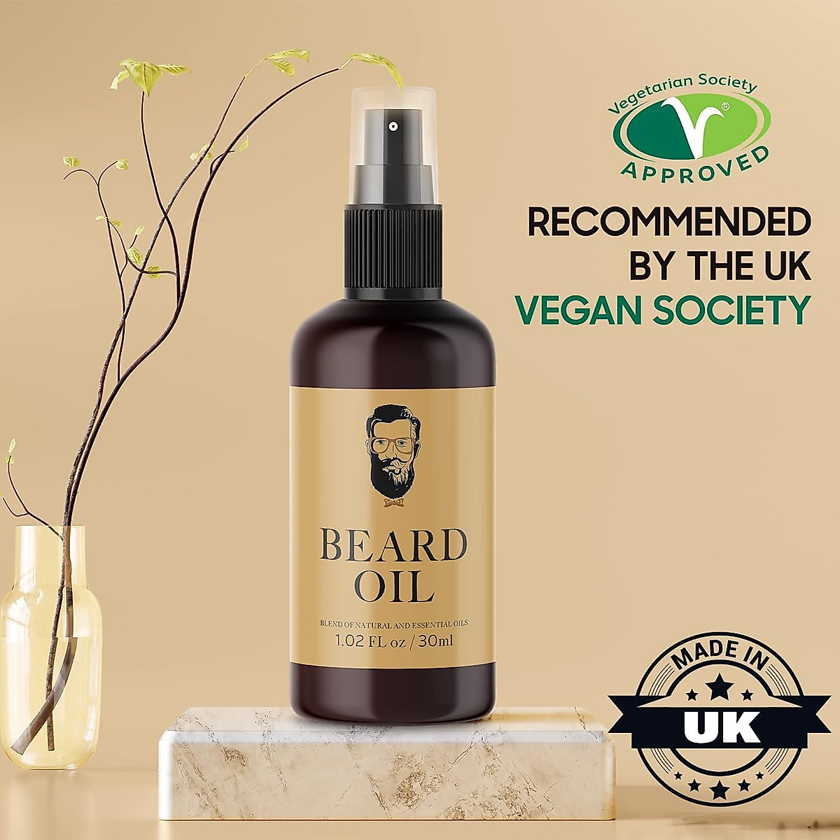 Barbology LONDON Vegan Multi-Purpose Beard Oil for Eliminating Dandruff and Impurities in Hair, 1.02 oz