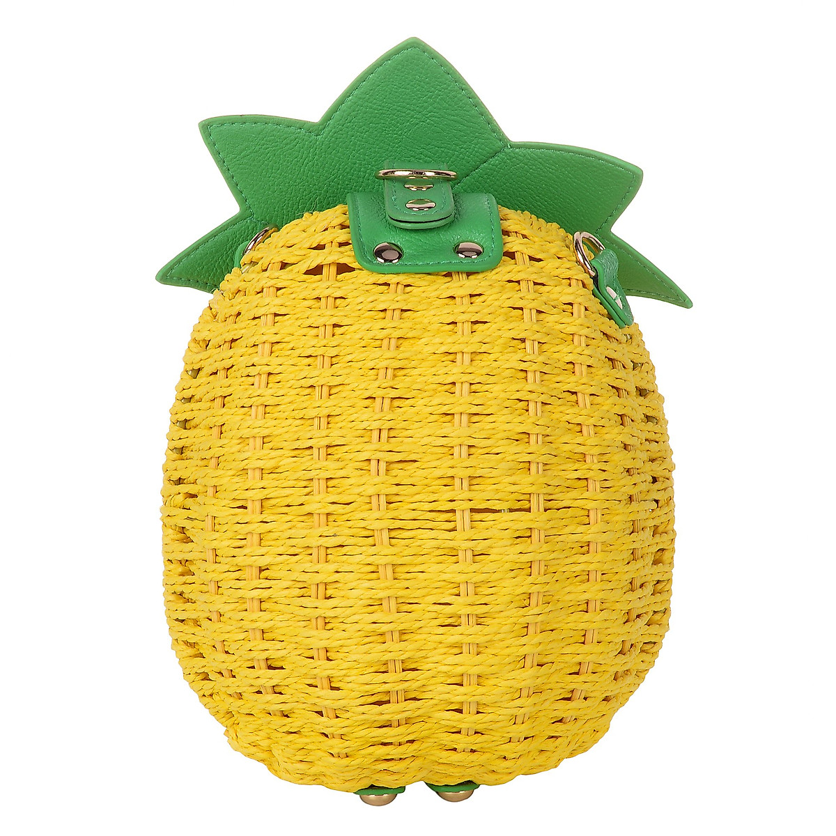 QZUnique Women's Straw Pineapple Shape Bag Cute Pineapple Cross body Small Handbag Purse