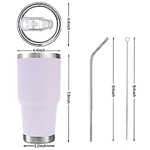 Toopify 30 oz Stainless Steel Insulated Tumbler Travel Mug with Straw Slider Lid, Cleaning Brush, Double Wall Vacuum