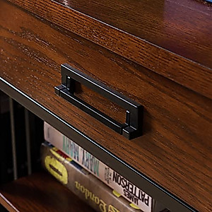 Leick Home 11262 Ironcraft Mantel Height Rustic Bookcase with Drawer Storage, 12" D x 30" W x 50" H, Mission oak/matte black