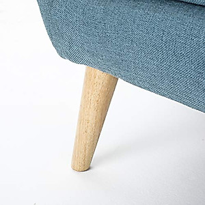 Christopher Knight Home Bernice Mid-Century Modern Tufted Fabric Sofa, Blue / Natural