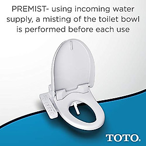 TOTO SW2033R#01 C100 Electronic Bidet Toilet Cleansing Water, Heated Seat, Deodorizer, Warm Air Dryer, and PREMIST, Round, Cotton White