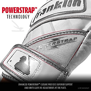 Franklin Sports MLB Batting Gloves - Powerstrap Chrome Adult Men's + Youth Batting Gloves Pair - Baseball + Softball Gloves - White - Adult Small