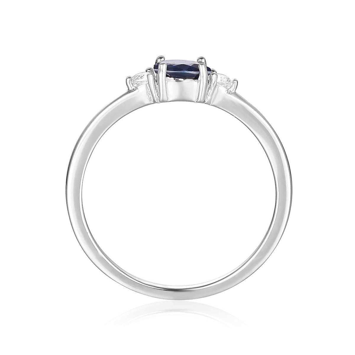 Natural Blue Sapphire Three Stone Ring in 925 Sterling Silver for Her- Cute Alexandrite Moissanite September Birthstone Rings For Women