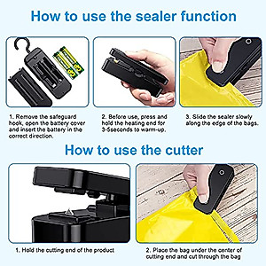 Opmetton 2PACK Mini Bag Sealer, Handheld Heat Vacuum Sealers, 2 in 1 Heat Seal and Cutter Resealer For Plastic Bags Portable Chip Bags(Battery Included)