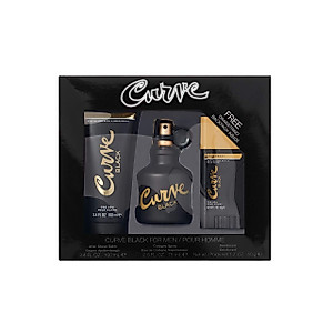 Curve Curve Black Men's Cologne 4 Piece Gift Set, 2.5 Fl. Oz. Eau De Cologne, 4 Count