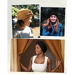 YANIBEST Turbans for Women Satin Bonnet Silk Bonnet for Sleeping Turban Head Wraps for Women Adjustable Twisted Turban Headwrap Black