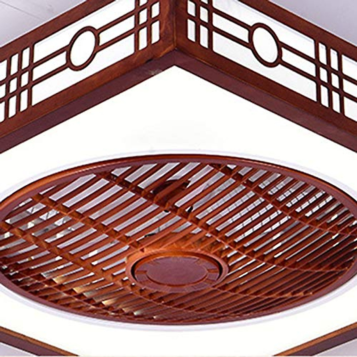 64W LED Ceiling Fans,Modern Acrylic Semi Flush Mount LED Invisible Ceiling Fan Lighting with Remote Control 3-Light Color and 3-Speed Changeable Enclosed Fandelier Timing Lamp (22.4 inch Round)