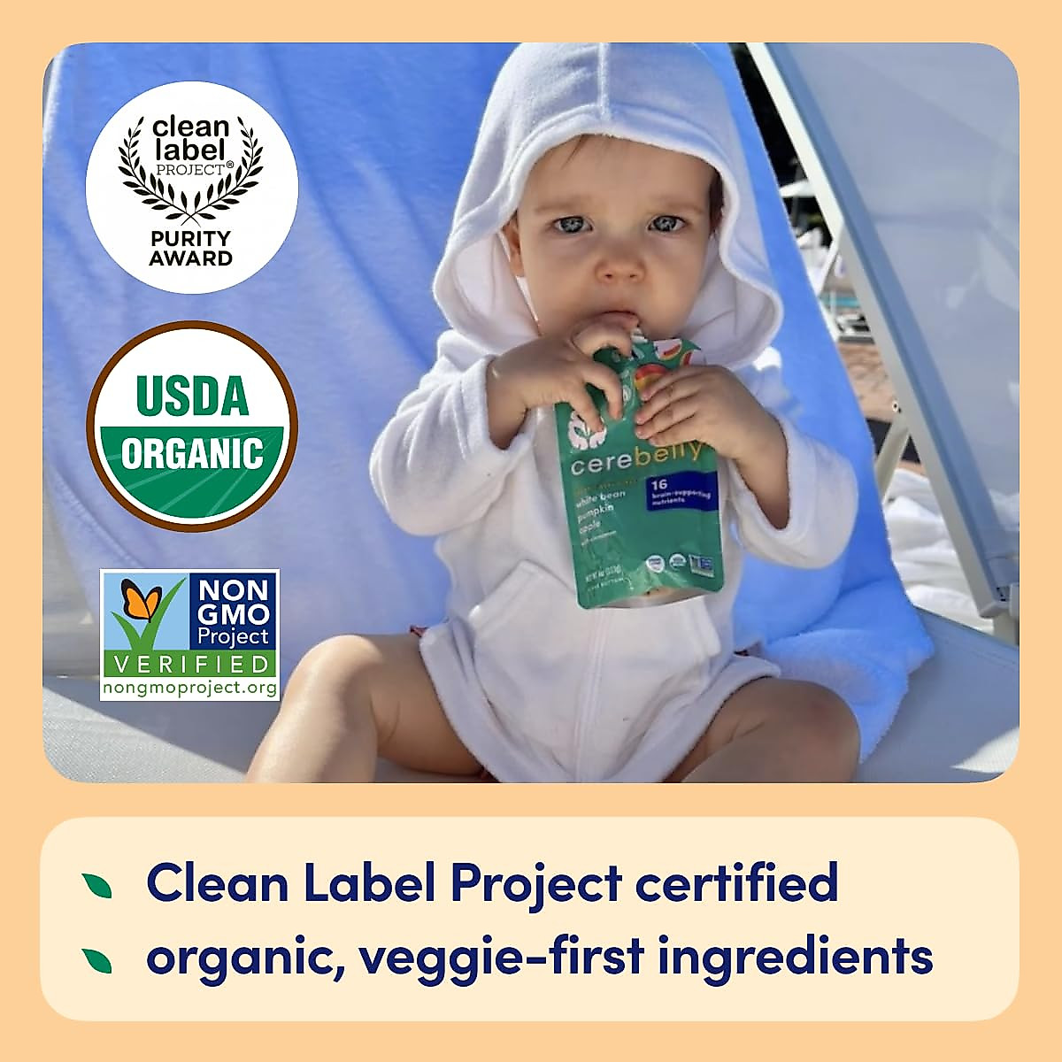 Cerebelly Organic Baby Food Pouches – 6+ Months | Clean Label Project Certified | 16 Nutrients, No Added Sugar, Non-GMO | Toddler Pouches | 4 Ounce BPA-Free Pouches | Veggies & Bone Broth Variety Pack