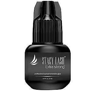 Extra Strong Eyelash Extension Glue Stacy Lash (0.17fl.oz / 5ml) / 0.5-1 Sec Dry/Retention – 8 Weeks/Black Adhesive/Professional Supplies