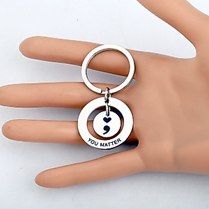OKEYCH Mental Health Awareness Gift You Matter Keychain Semicolon Quote Jewelry Depression Gift (You Matter Keychain)