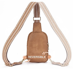 Telena Small Sling Bag for Women Vegan Leather Fashionable Fanny Pack Crossbody Bags for Women for Travel Camel Brown