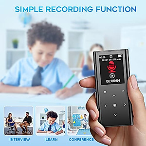 64GB MP3 Player, ZOOAOXO Music Player with Bluetooth 5.2, Built-in HD Speaker, FM Radio, Voice Recorder, Mini Design, Weigh 2.4 oz, HiFi Sound, Ideal for Sport, Earphones Included