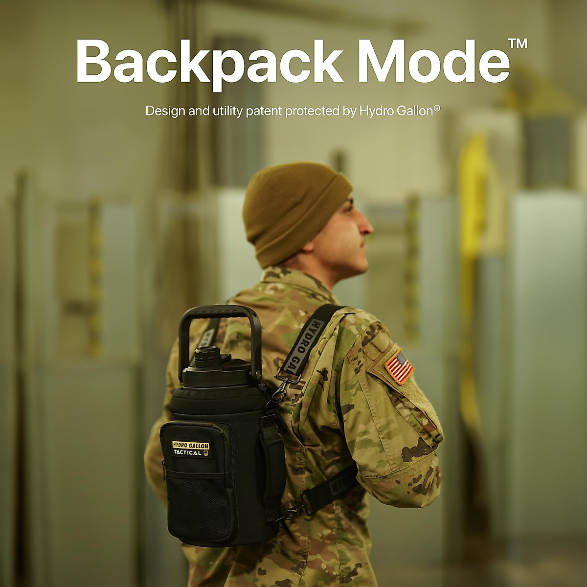 Hydro Gallon® Tactical - Insulated 1 Gallon Water Bottle Jug, Military Grade Sleeve. Large Stainless Steel Vacuum Metal Thermos Growler. Wide mouth, Shoulder Strap, MOLLE, Pockets, Handle. 128oz