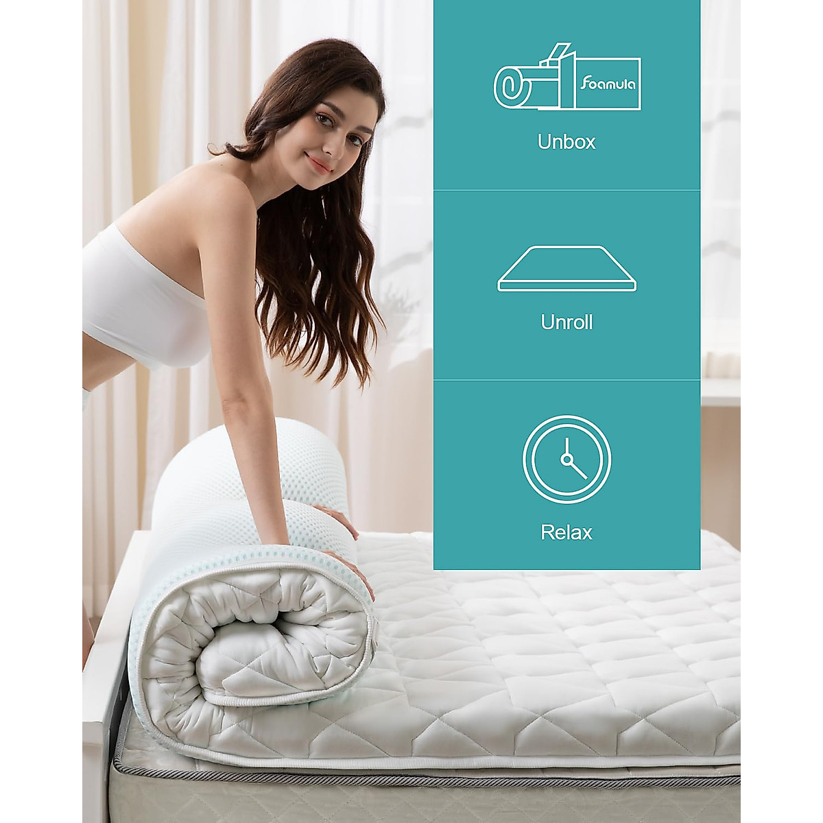 3 Inch Gel Memory Foam Mattress Topper Twin 99x190 cm, Japanese Floor Futon Mattress with Removable Knitted Cotton Cover for Back Pain Pressure Relief, CertiPUR-US and Oeko-TEX Certified, White