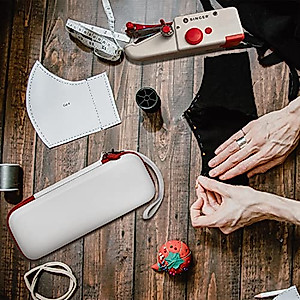 Handheld Sewing Machine Case Compatible with LooQoo/ for SINGER 01663/ for TCHRULES Quick Stitching Sewing Tool, Portable Mending Machine Box for Bobbins, Needles, Pins, Thread (Only Bag) - White