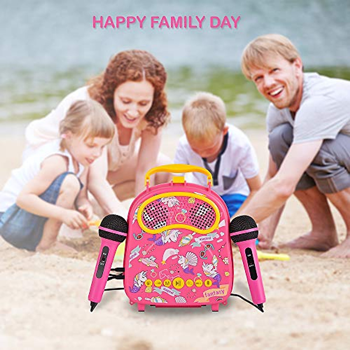 Kids Karaoke Machine with 2 Microphones for Girls Children Singing Machine Toddler Bt Karaoke Music Toy for Birthday