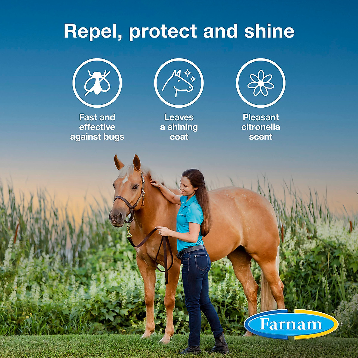 Farnam Bronco Gold Horse Fly Spray, Grooming Aid, Coat Conditioner 128 Ounces, Gallon Refill
