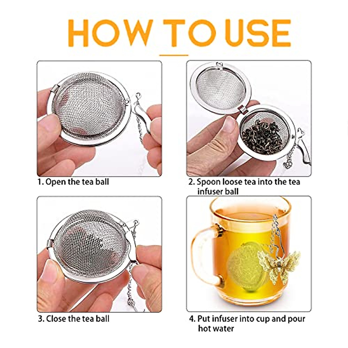 TeaSanavie Loose Tea Steeper 3 Sets Tea Ball Infusers for Loose Tea, Tea Leaf Infuser 3D Butterfly Pendant Tea Diffusers for Loose Tea Stainless Steel Tea Infuser with Charm Tea Holder