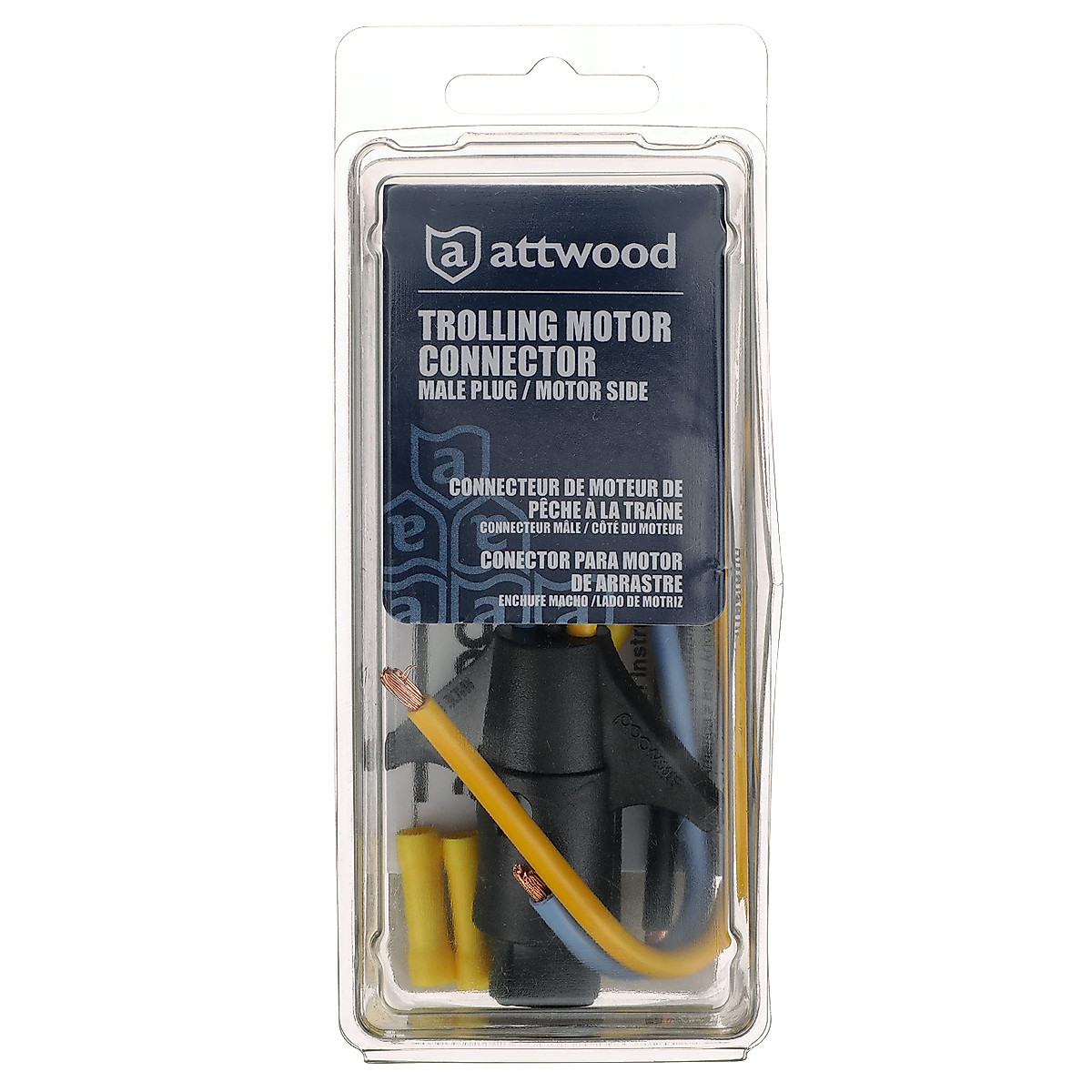 attwood 7647-7 Heavy-Duty Trolling Motor Connector, Male Plug, Motor Side, 6-Inch Harness with Butt Connectors, 10-Gauge Wire, One Size (7647-5)