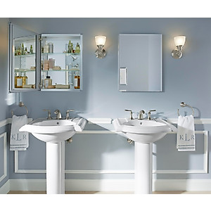 KOHLER CLC Flat, Single Medicine Cabinet with Mirrored Door, 20” Width x 26” Height, Aluminum, Frameless with Beveled Edges, One Size, Silver