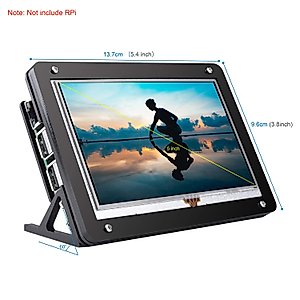 Longruner Raspberry Pi Touch Screen with Case, 5 Inch TFT LCD Display HDMI Module 800x480 for Raspberry Pi 3 2 Model B and RPI 1 B+ A BB Black PC Various Systems （with Protective Case）