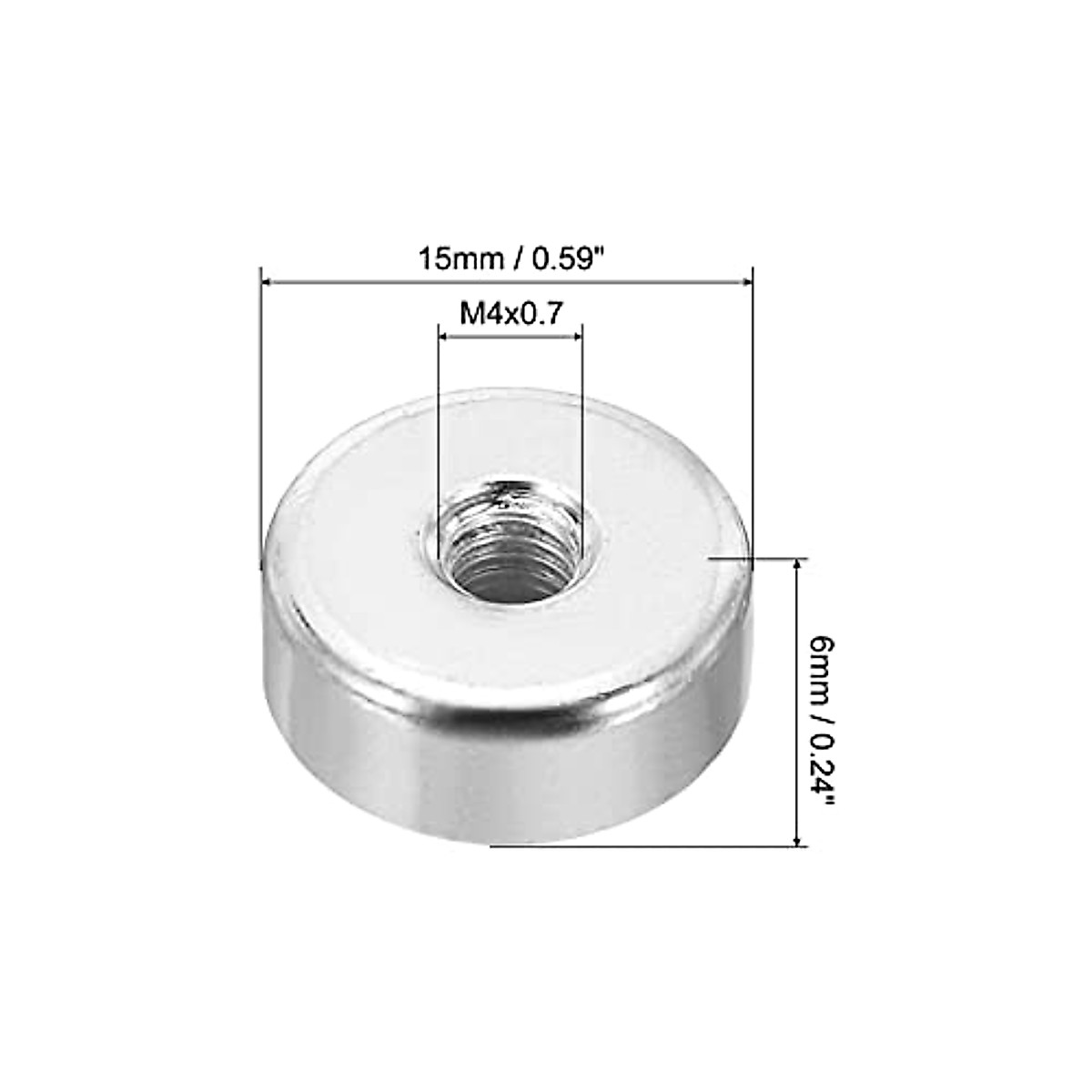 PATIKIL M4x0.7 Cap Nut, 10 Pack Acorn Nut Screw Cap Insert Bolt Cover Flat Female Thread Decorative Hardware Fittings Lamp Light Fixtures Silver Tone